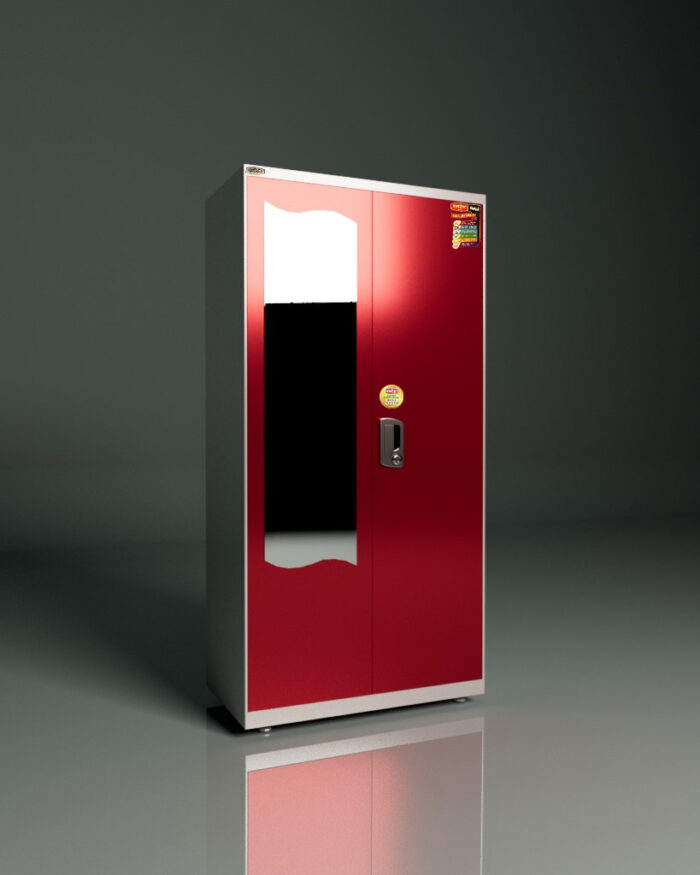 1 Locker 2 Drawer Mirror Almirah (Maroon) – Everest Steel