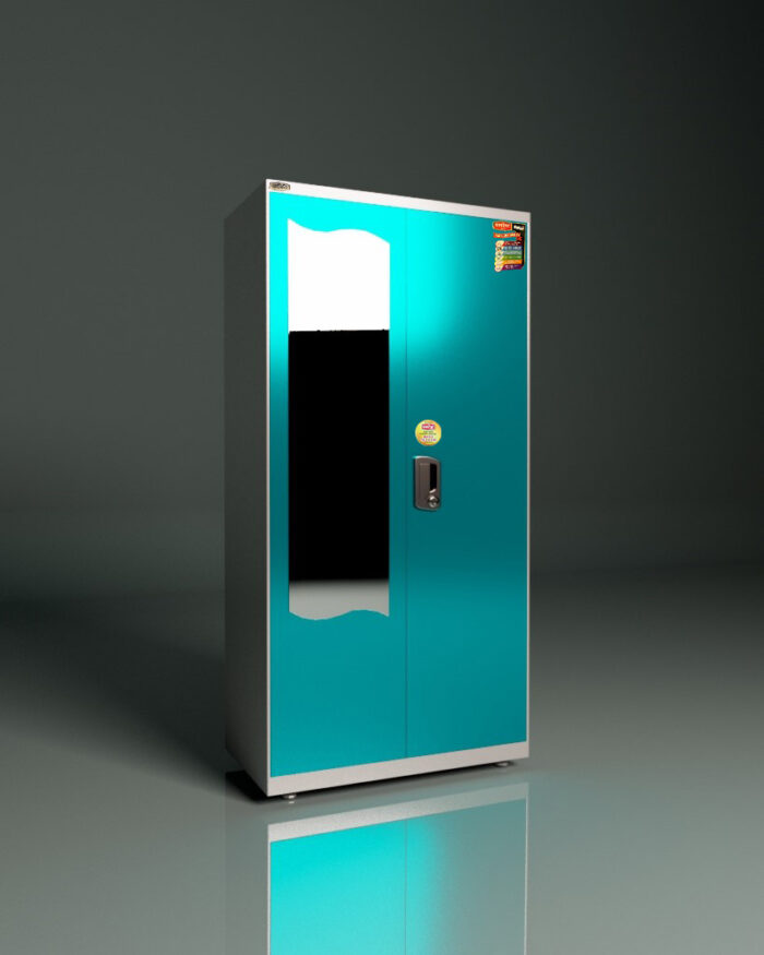 1 Locker 2 Drawer Mirror Almirah (Water Blue) – Everest Steel