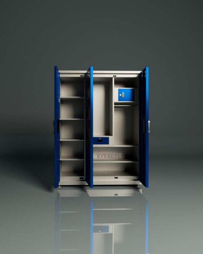 3 Door 1 Locker 1 Drawer Mirror Almirah (Blue) – Everest Steel