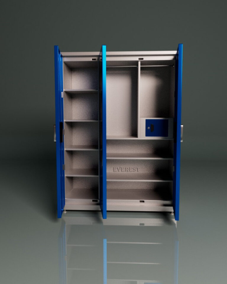 3 Door 1 Locker Mirror Almirah (Blue) – Everest Steel